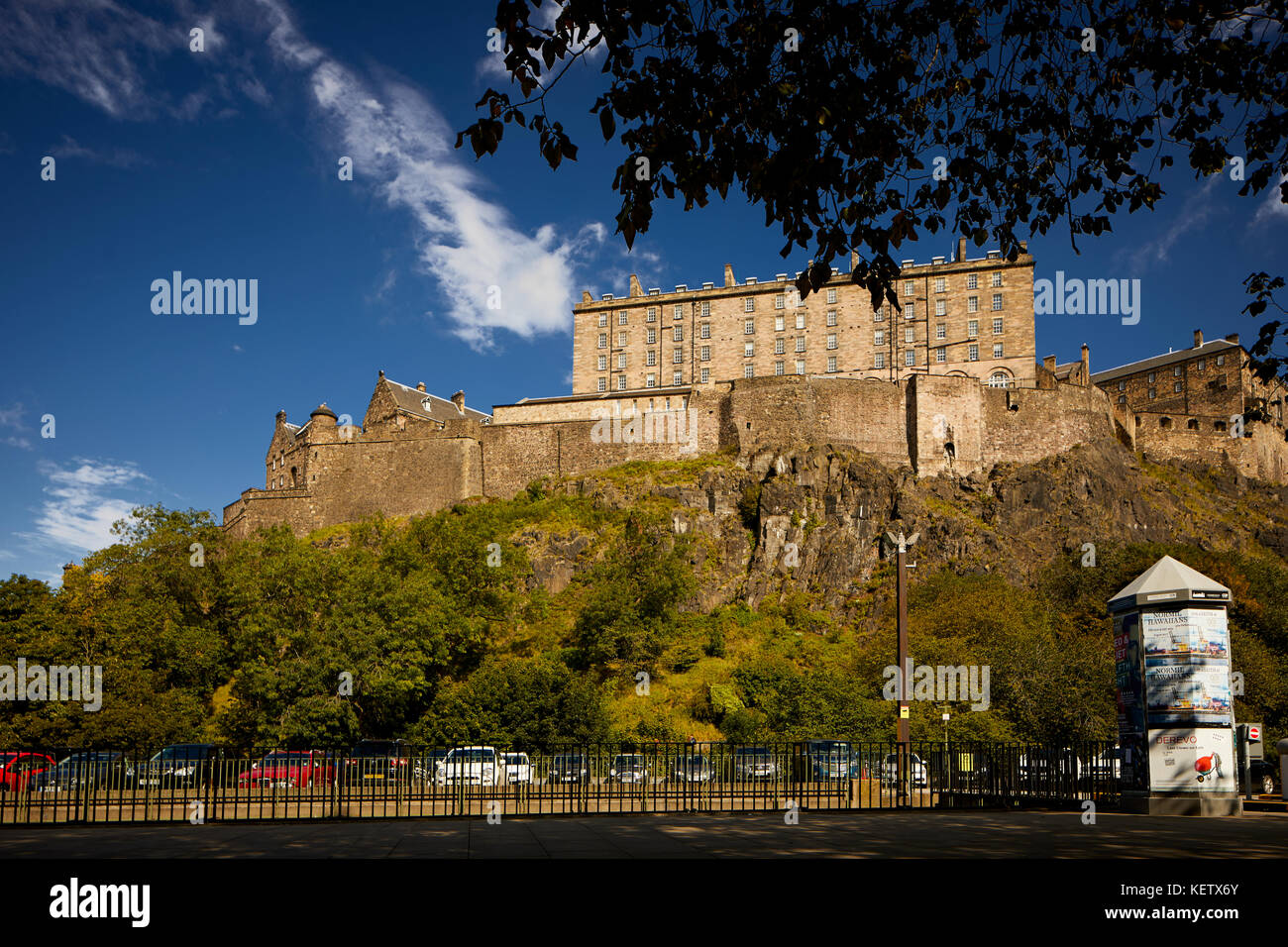 City landmark historic fortress which dominates the skyline on a sunny ...