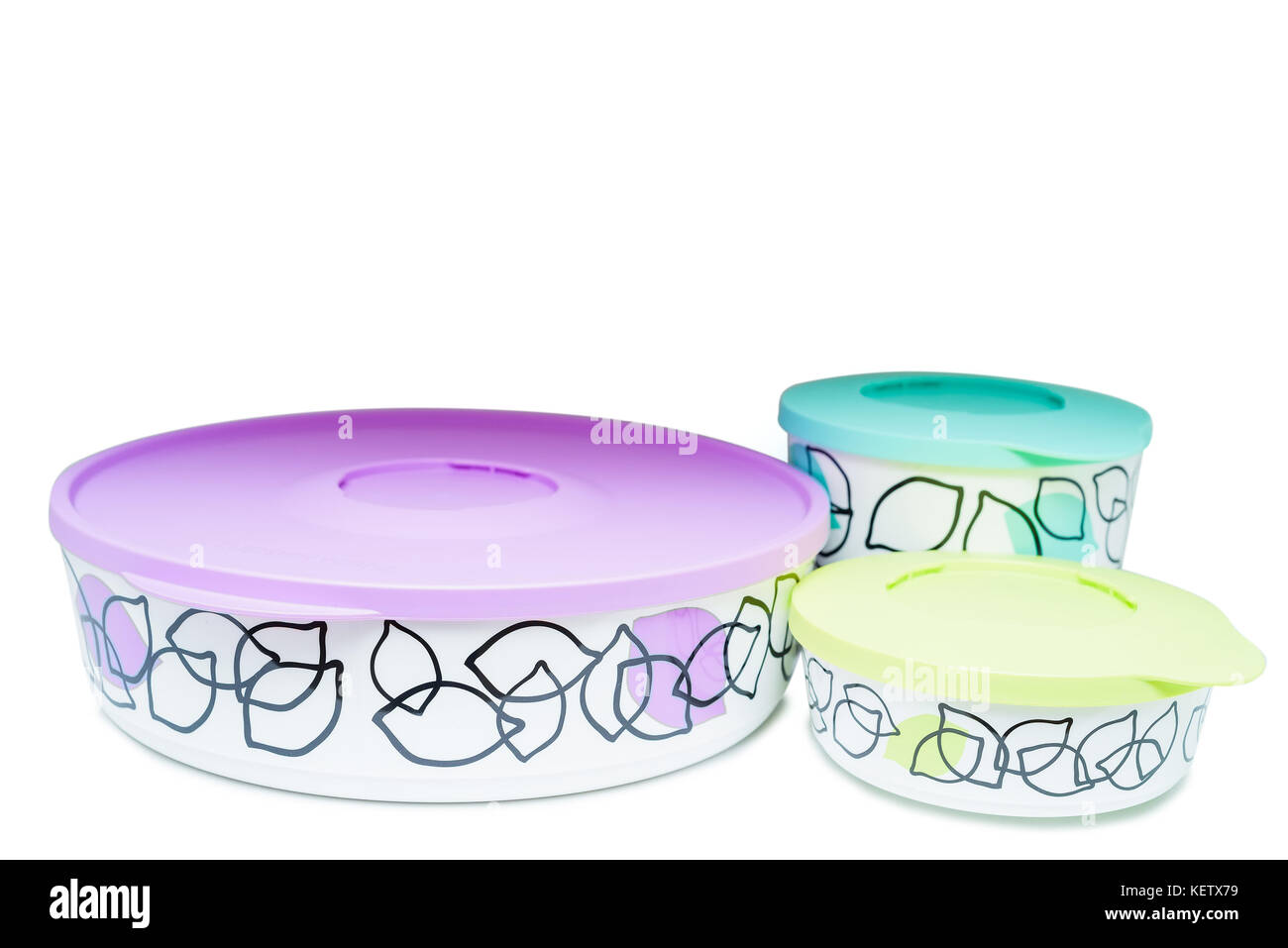 Set of modern round food containers isolated Stock Photo - Alamy