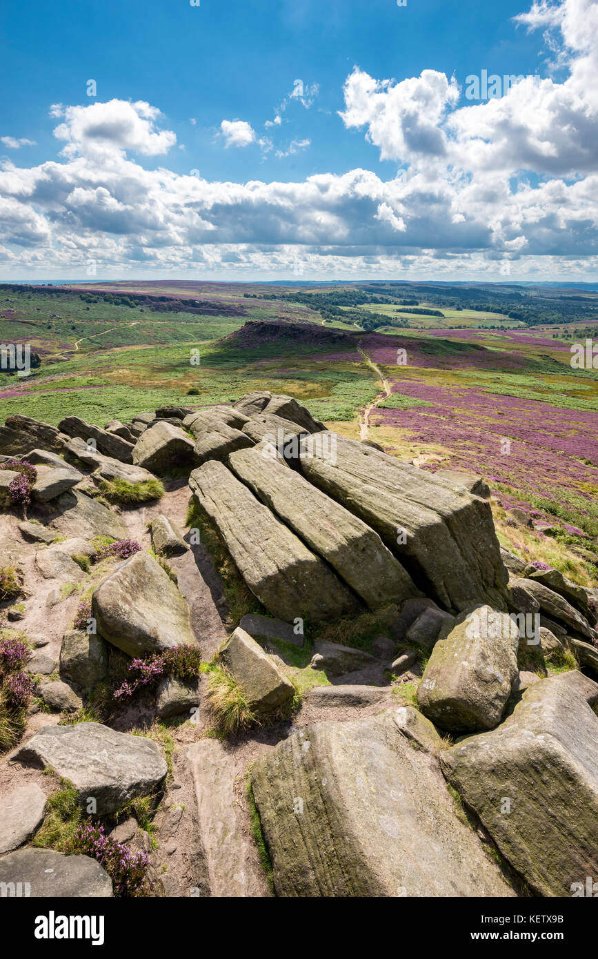 View from Higger Tor towards Carl Wark in the Peak District national ...