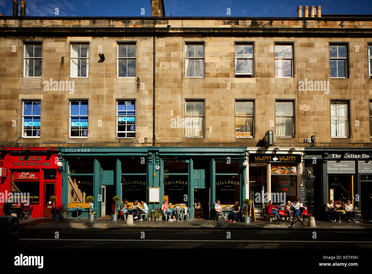 Historic Edinburgh, Scotland restaurants on George IV Bridge Stock ...