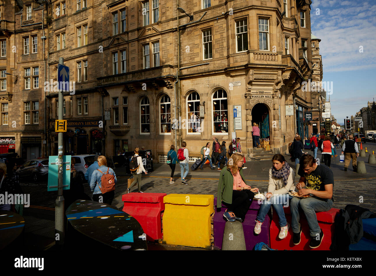 Historic Edinburgh, Scotland Royal Mile, High Street anti terrorism ...