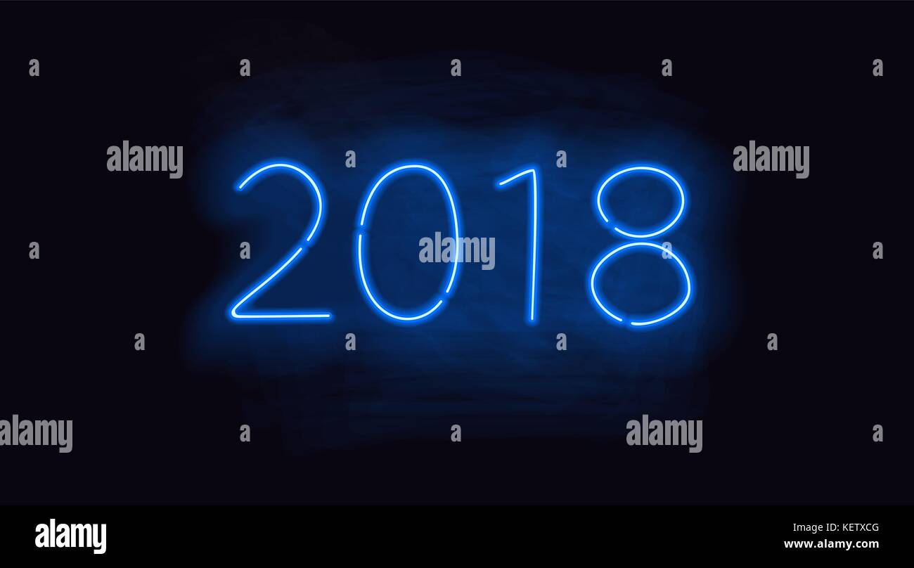 2018 blue neon glowing vector sign Stock Vector Image & Art - Alamy