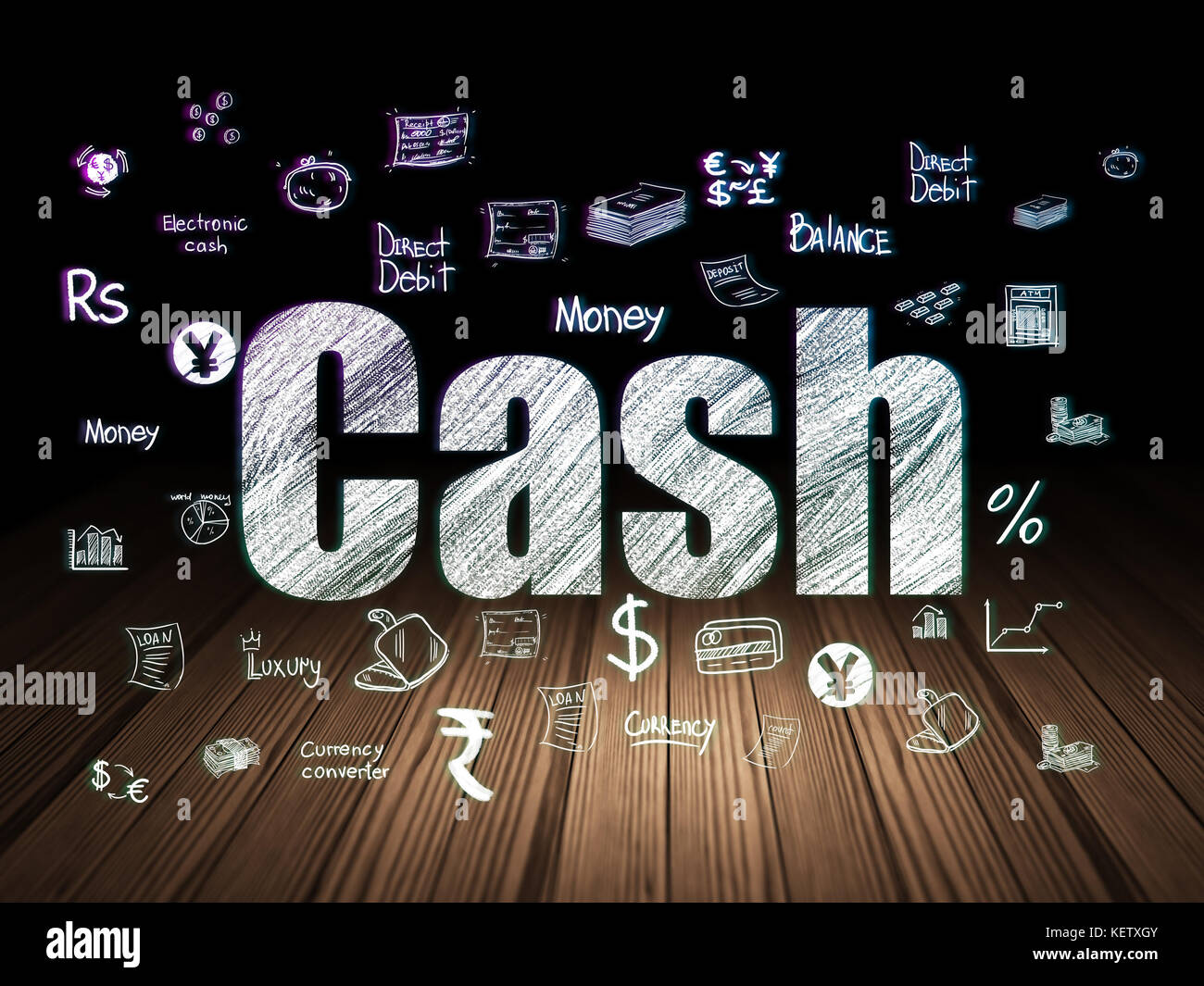 Banking concept: Cash in grunge dark room Stock Photo - Alamy
