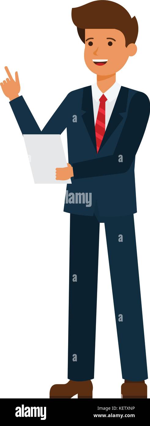 businessman making speech cartoon flat vector illustration concept on ...