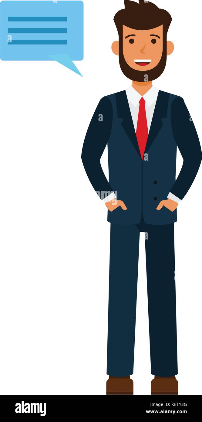 businessman says hello cartoon flat vector illustration concept on ...