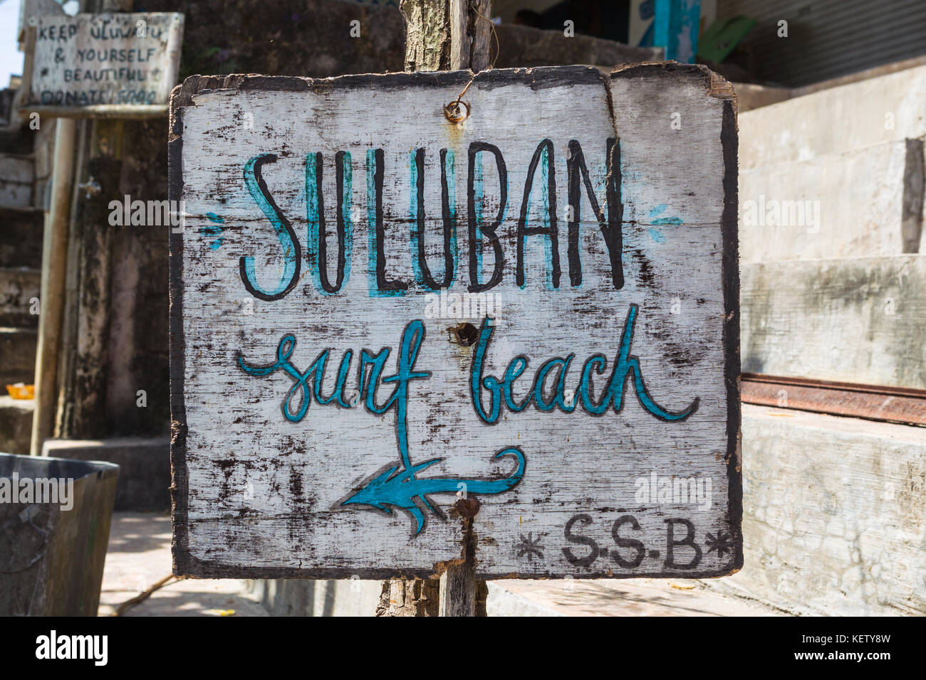 Suluban surf beach sign. Bali, Indonesia Stock Photo - Alamy
