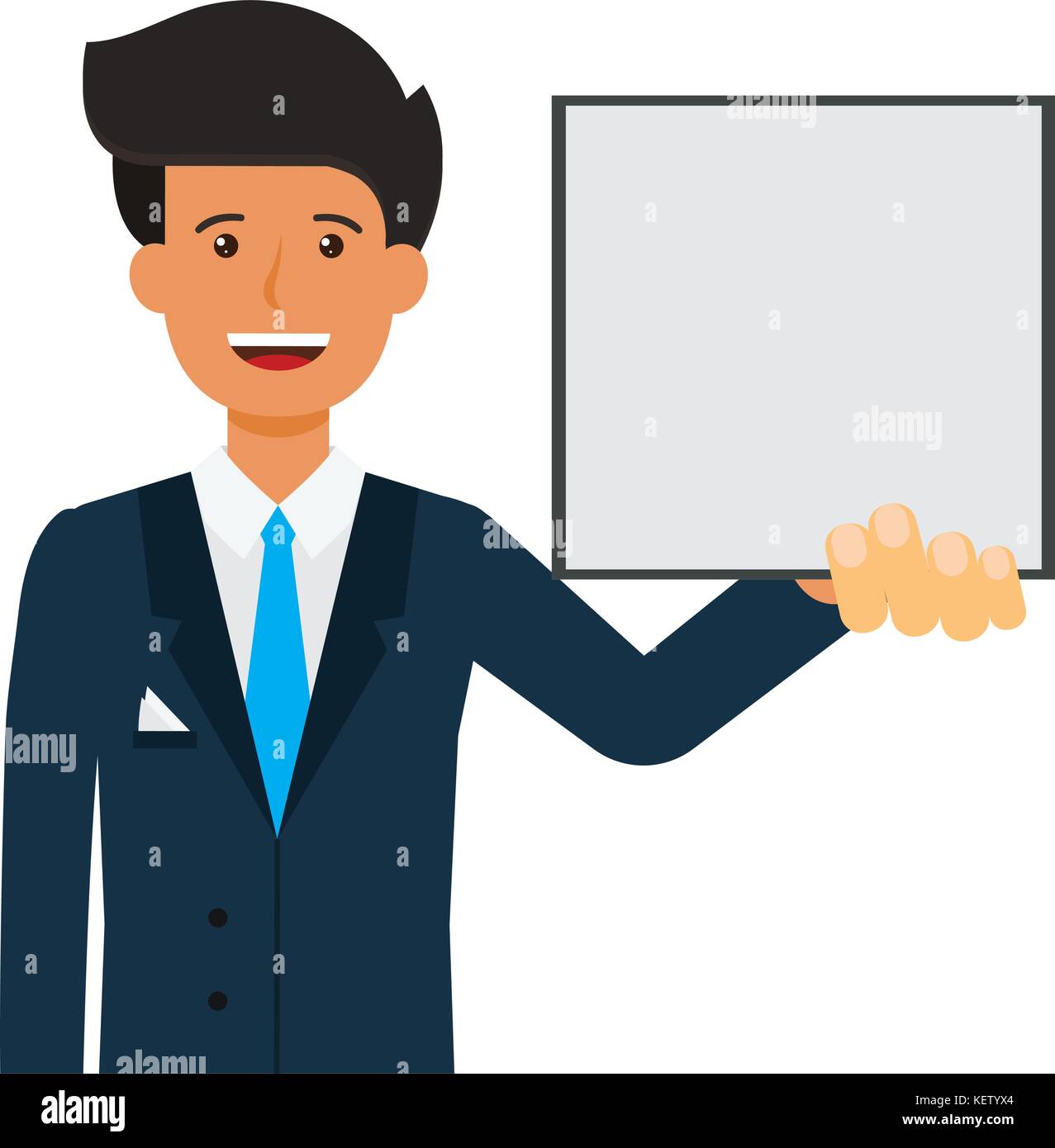 businessman with blank file cartoon flat vector illustration concept on ...