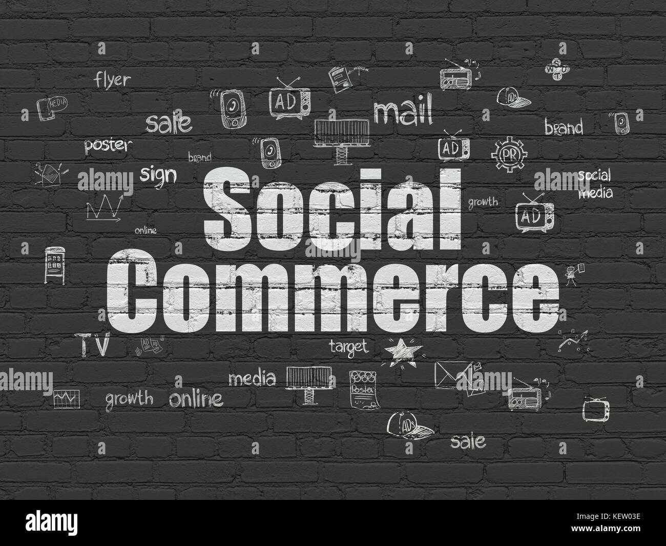 Marketing concept: Social Commerce on wall background Stock Photo - Alamy