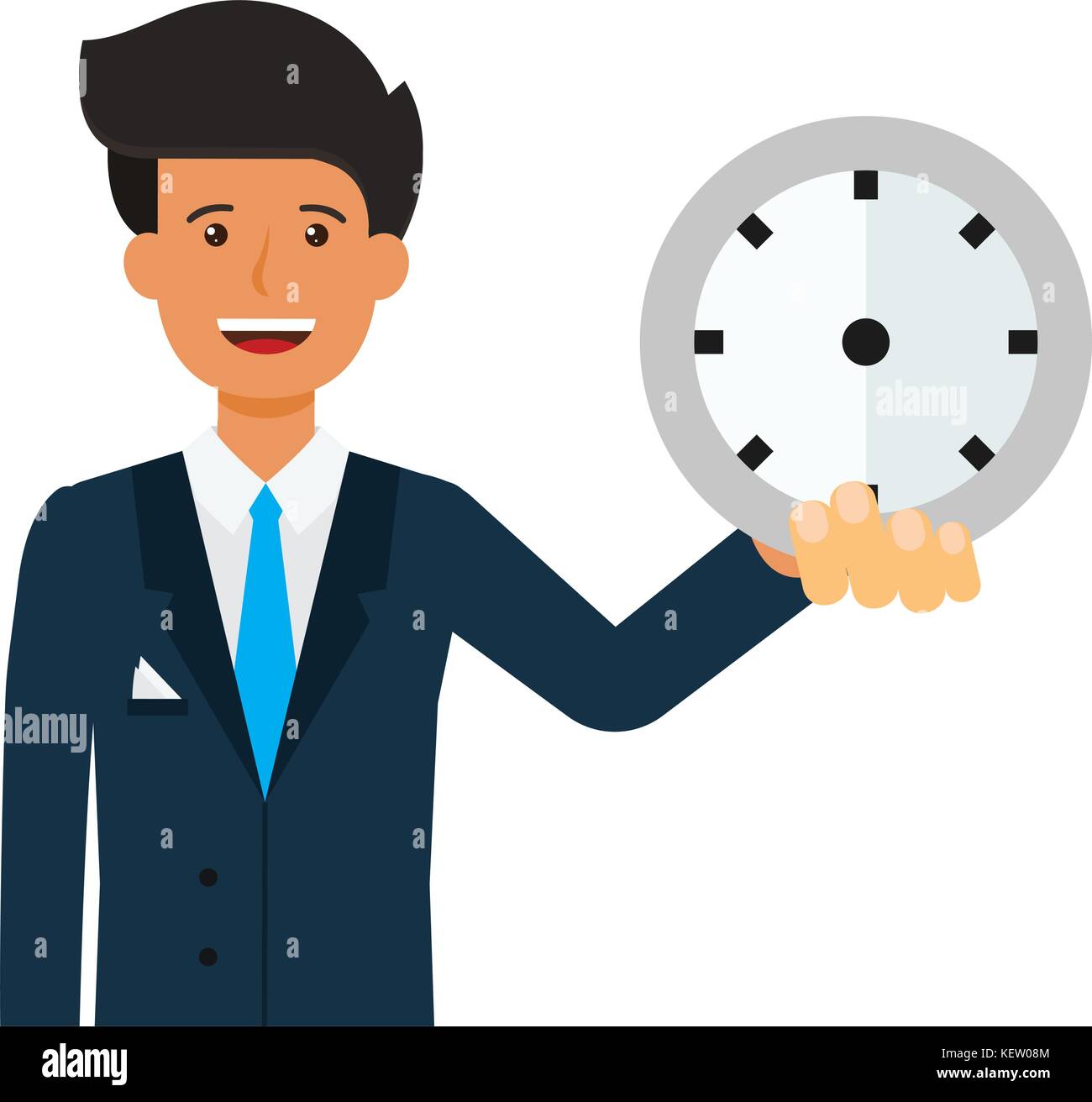 businessman with clock in hand cartoon flat vector illustration concept ...