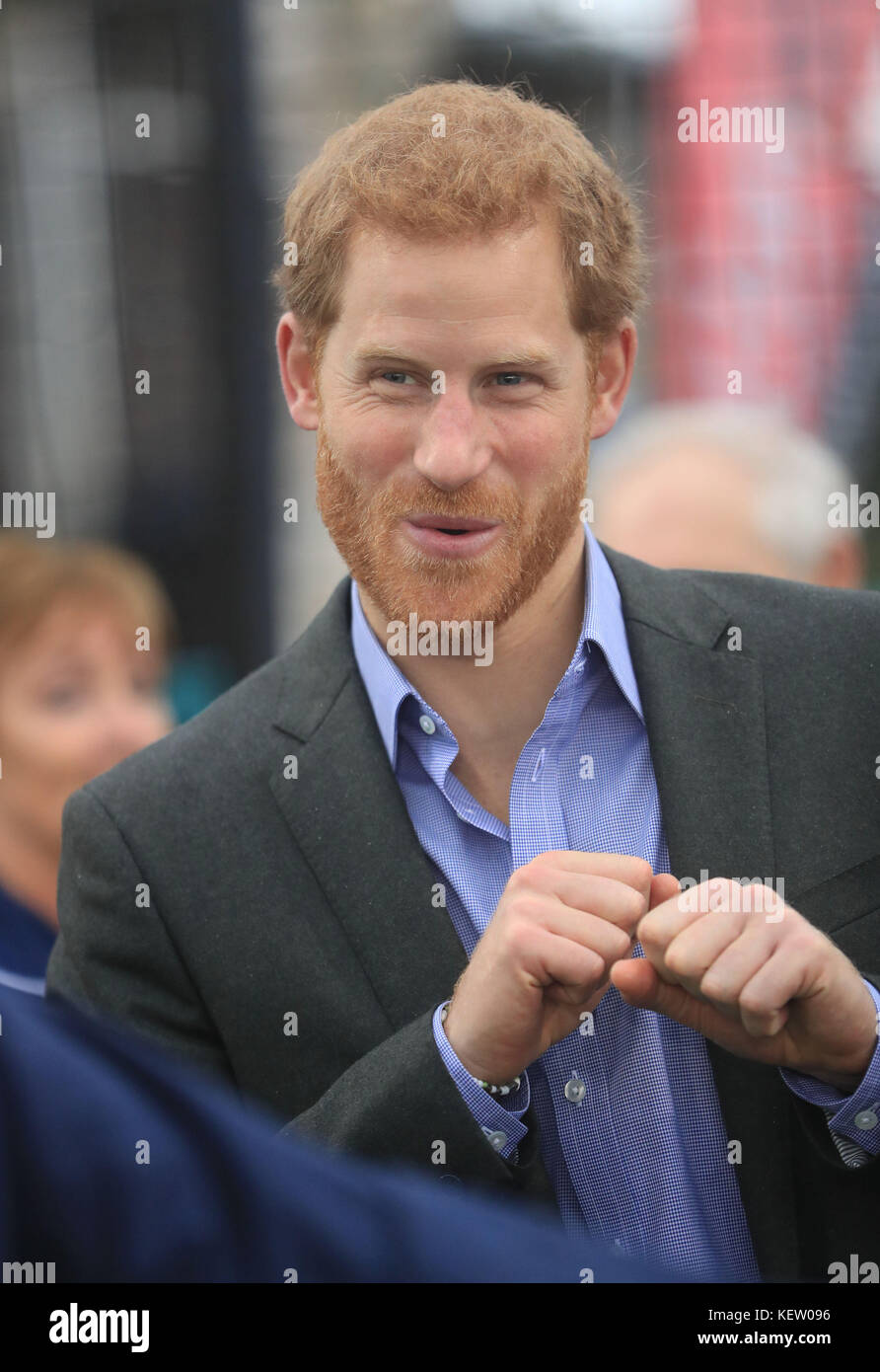 Prince harry visits sir tom finney soccer development centre hi-res ...