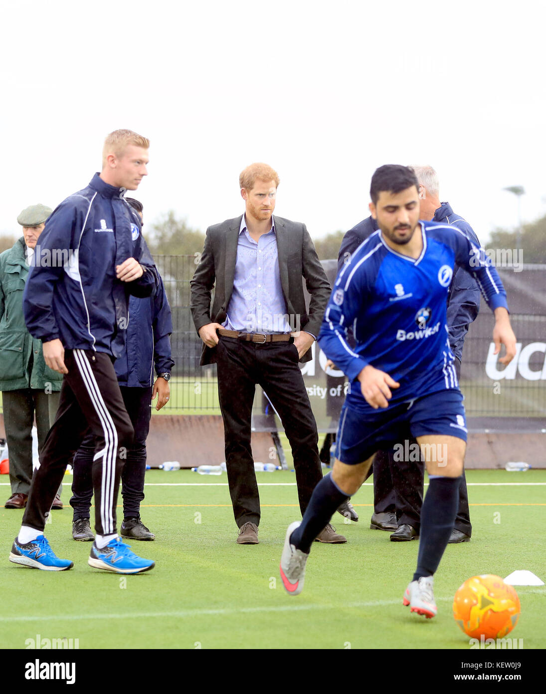Prince Harry visits the Sir Tom Finney Soccer Development Centre and ...