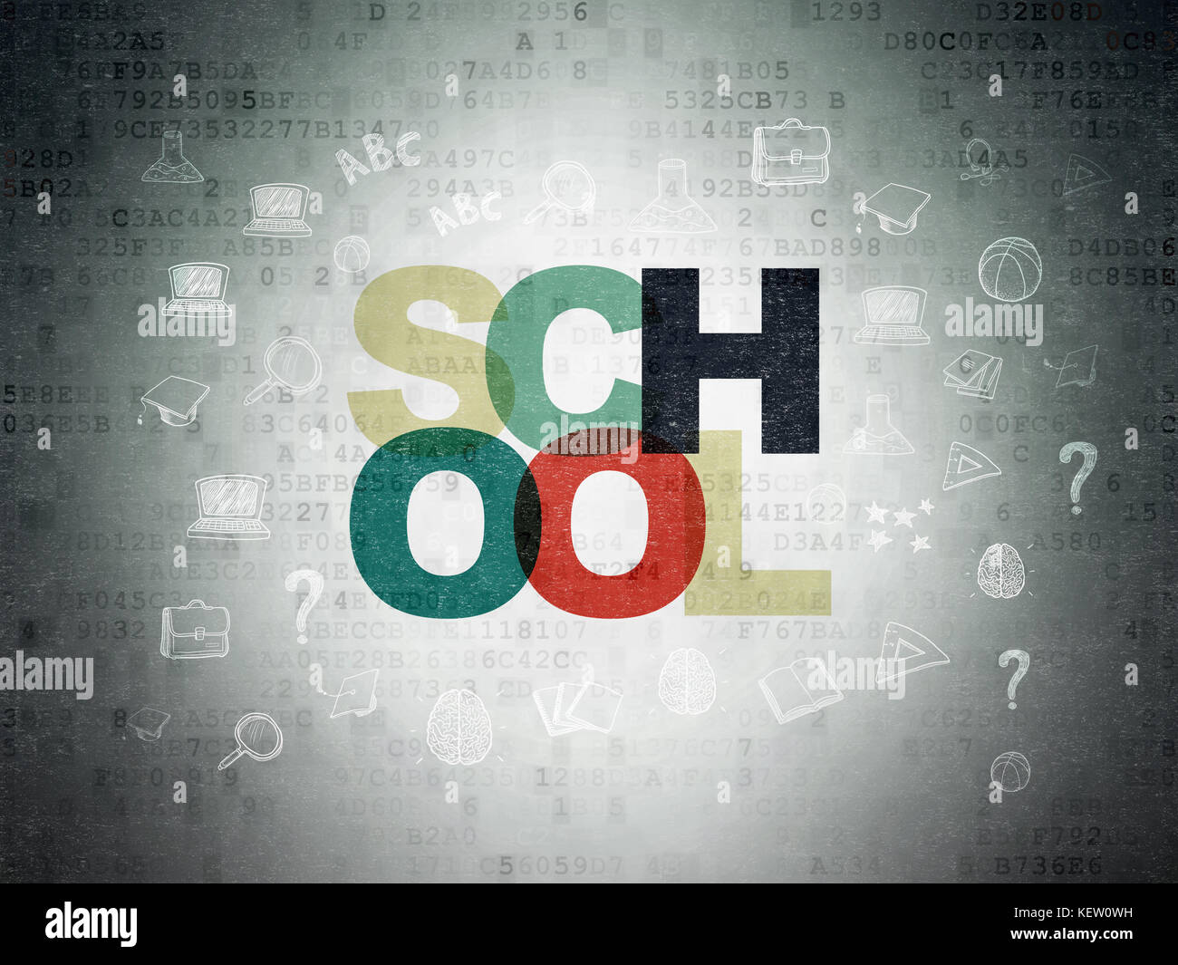 Learning concept: School on Digital Data Paper background Stock Photo ...