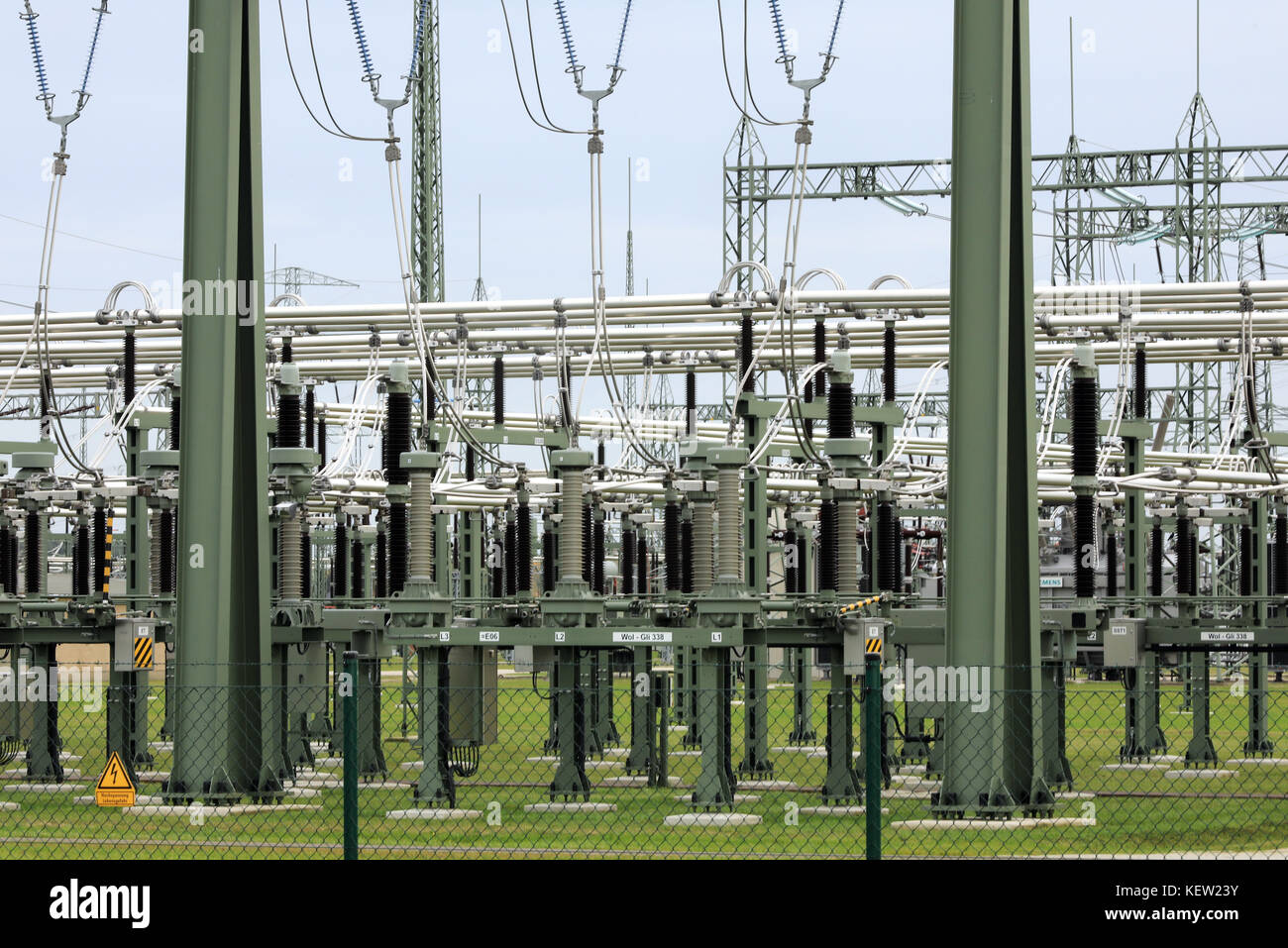View of the Voltage transformation substation Wolmirstedt, Germany, 22 ...