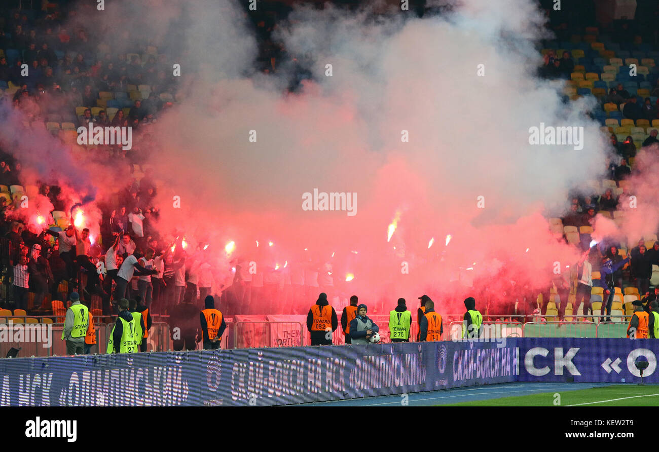 Kiev, Ukraine. 22nd October, 2017. FC Dynamo Kyiv ultras (ultra ...