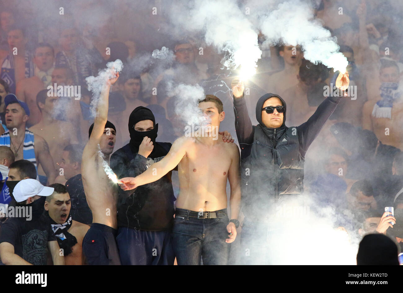 Kiev, Ukraine. 22nd October, 2017. FC Dynamo Kyiv ultras (ultra ...