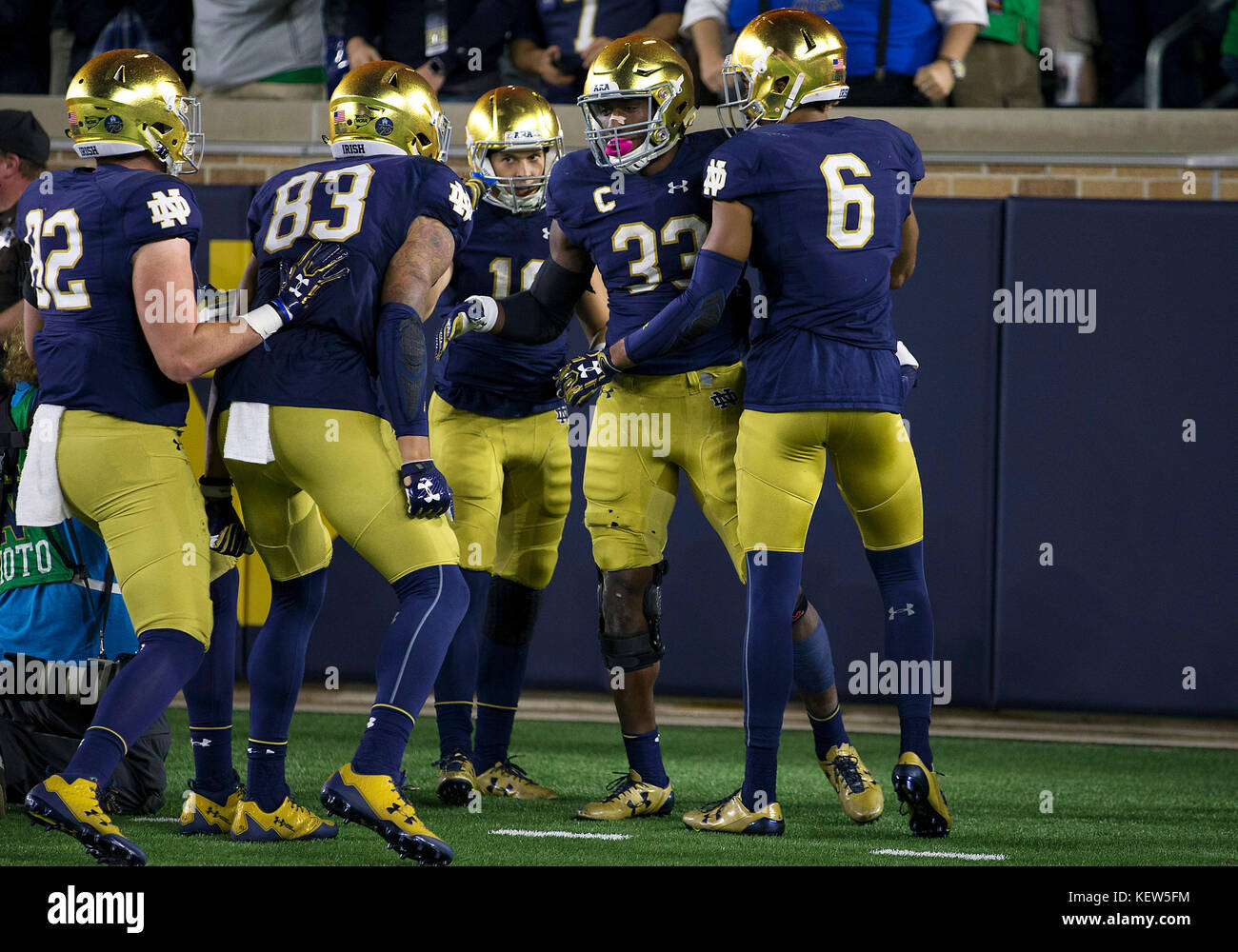 South Bend, Indiana, USA. 21st Oct, 2017. Notre Dame players celebrate ...