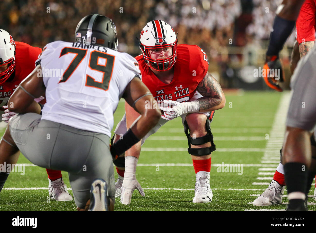 Lubbock, Texas, USA. 30th Sep, 2017. Texas Tech Red Raider offensive ...