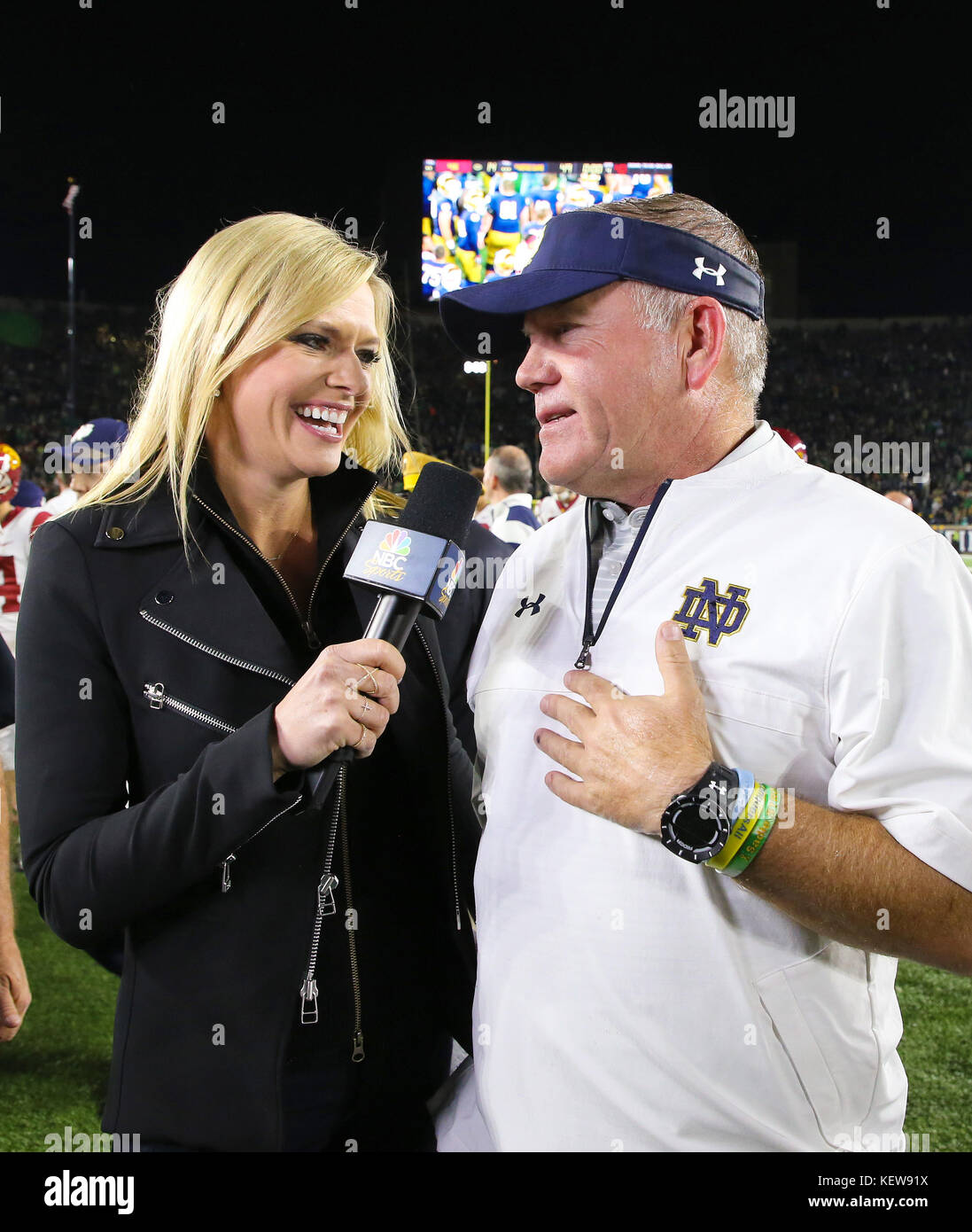 NBC sideline reporter Kathryn Tappen and Notre Dame Fighting Irish head ...
