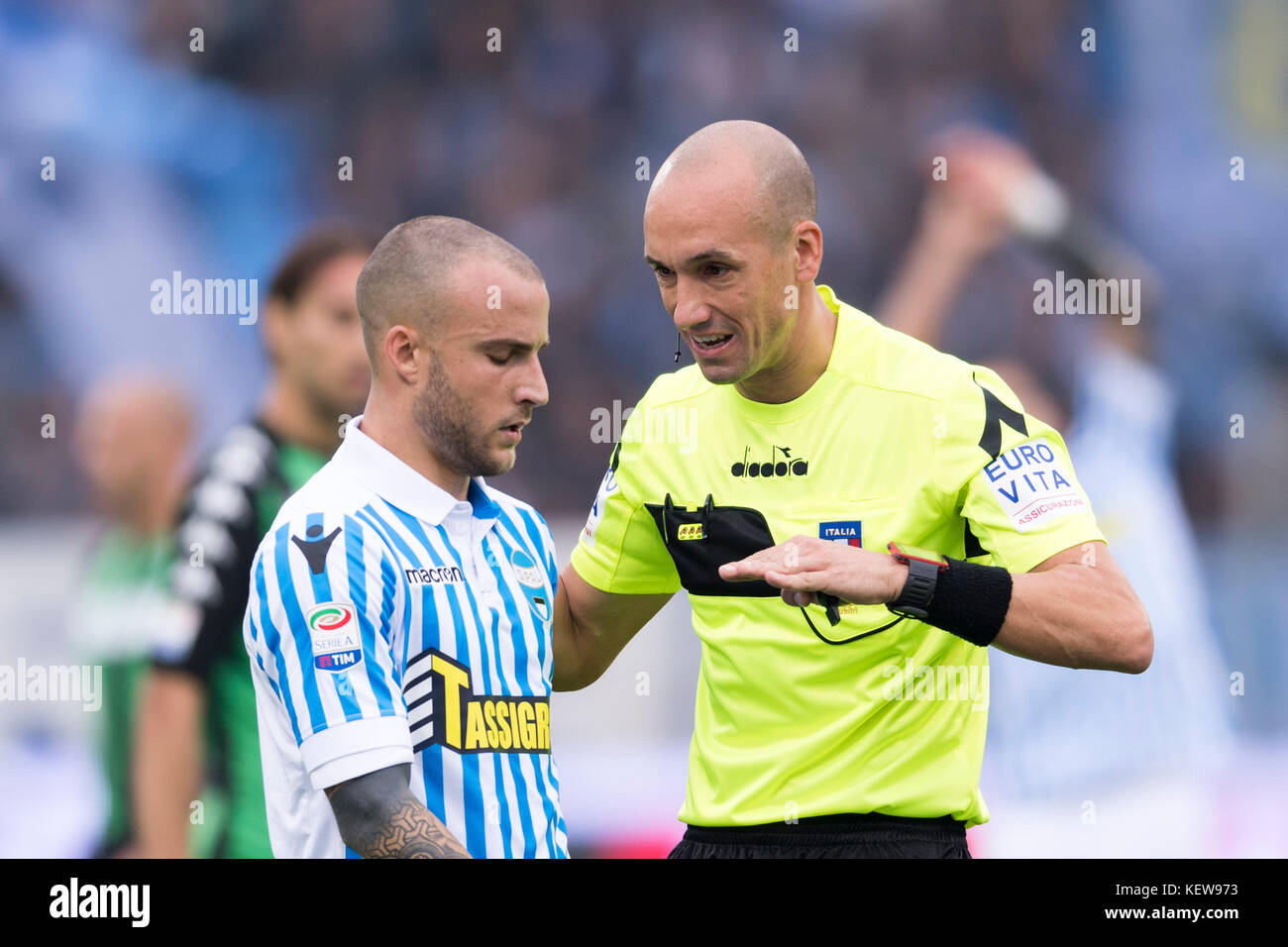 Ferrara, Italy. 22nd Oct, 2017. Filippo Costa (Spal), Michael Fabbri ...