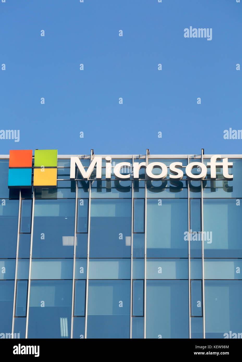 Microsoft, Oct 23, 2017 : The company logo of Microsoft is seen on the ...