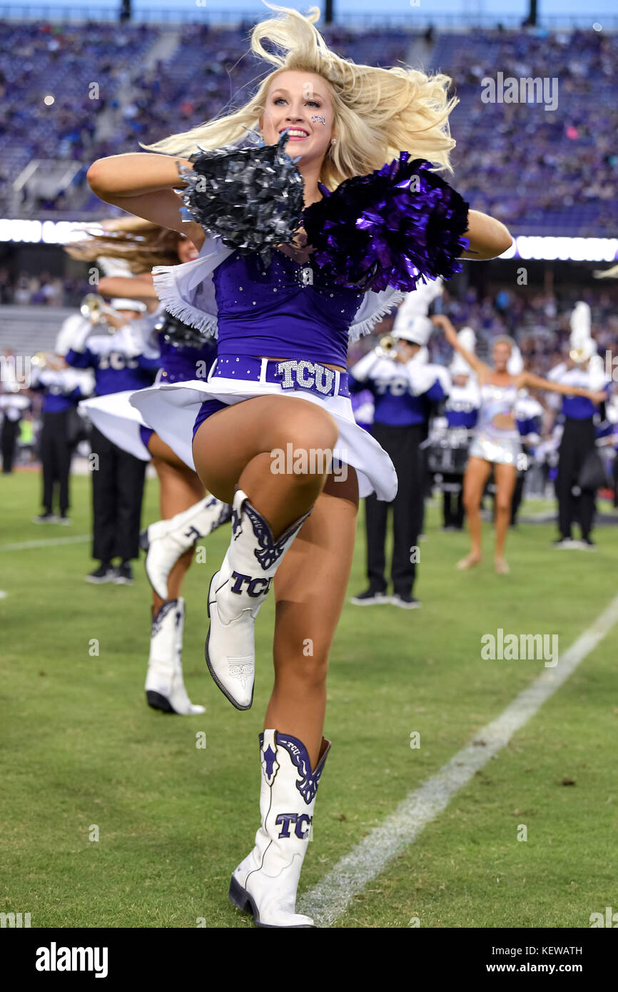 October 21, 2017: .TCU Showgirls perform during an NCAA Football game ...