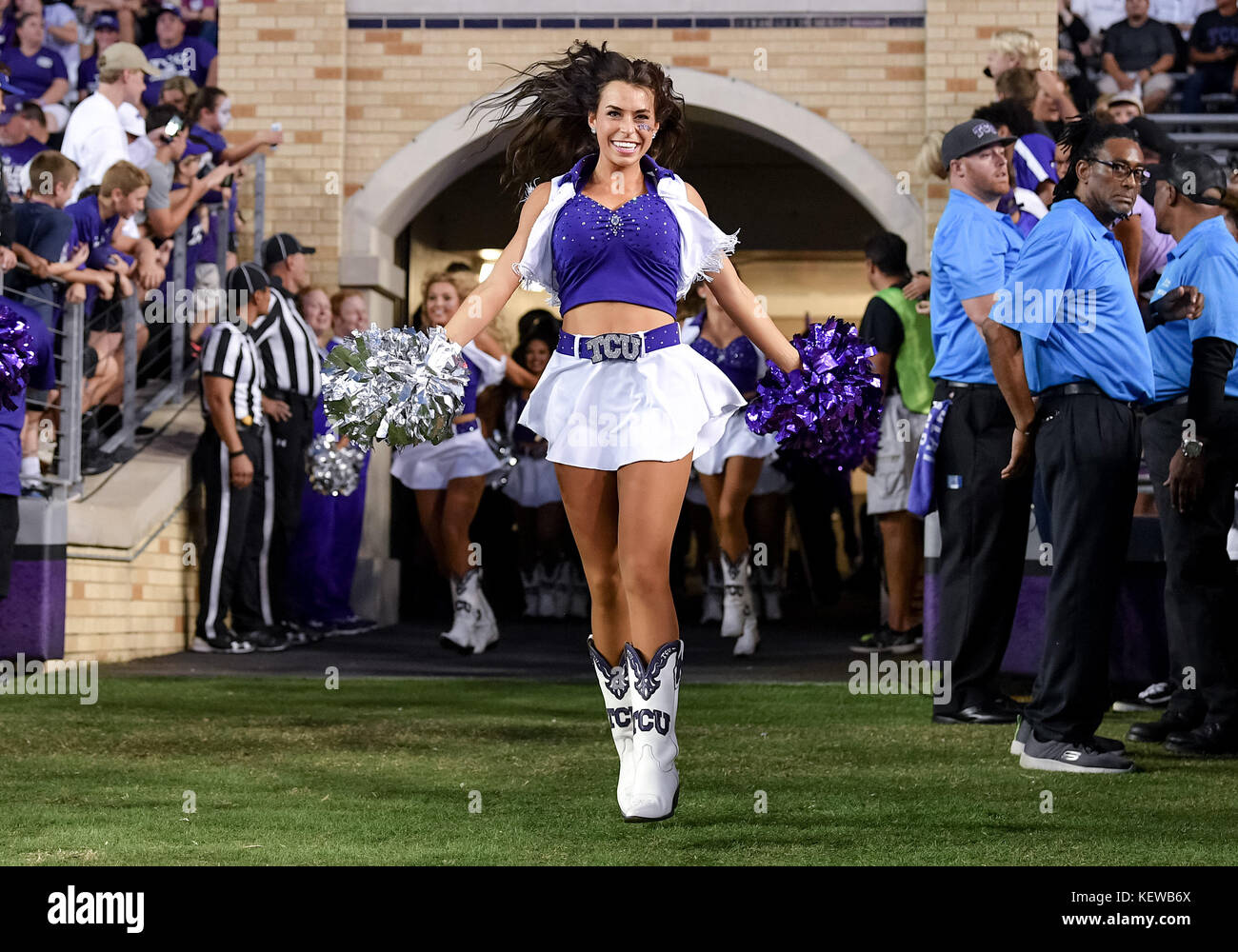 October 21, 2017: .TCU Showgirls perform during an NCAA Football game ...