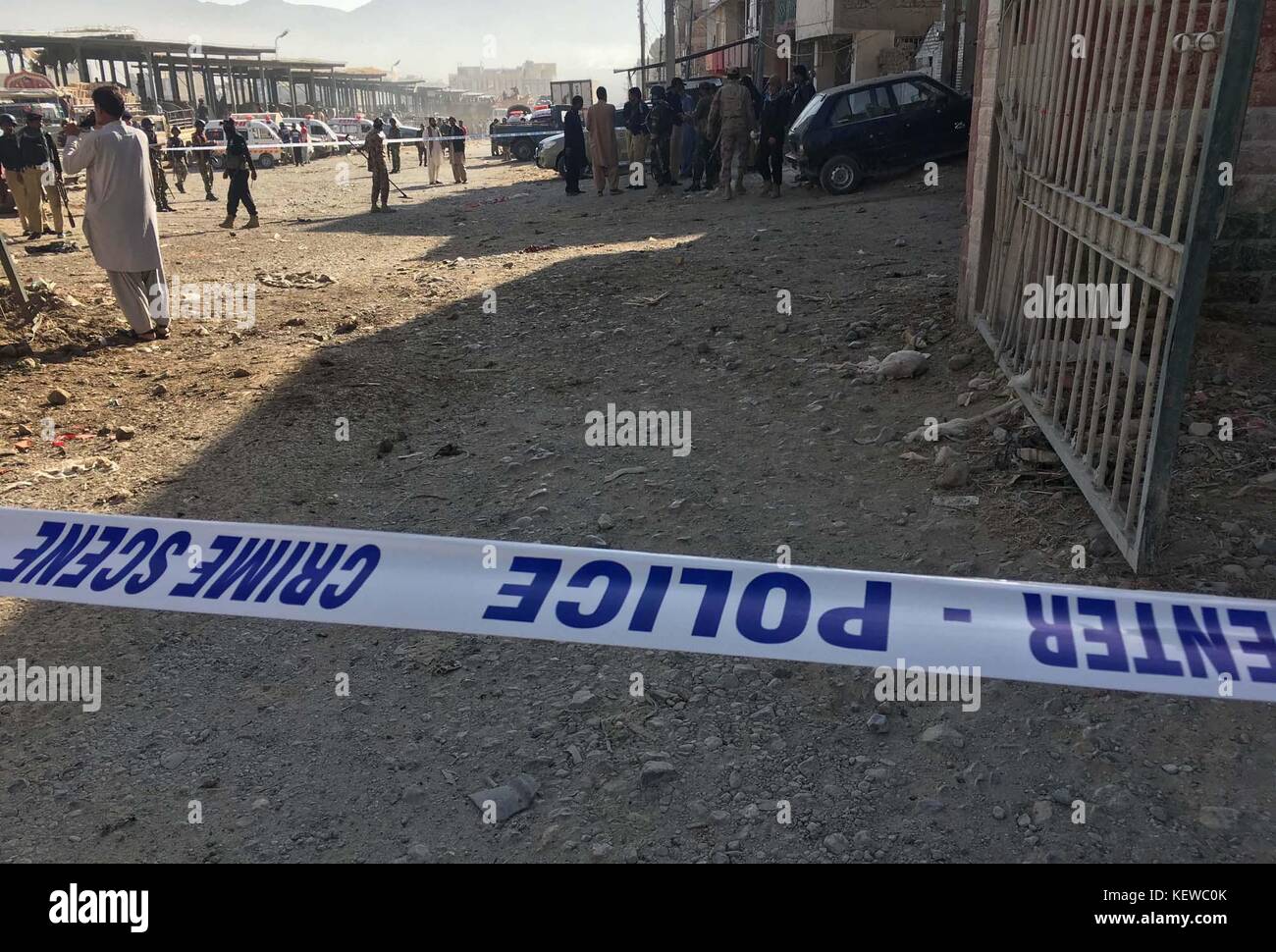 Police cordon off area after explosion targeted police van during ...