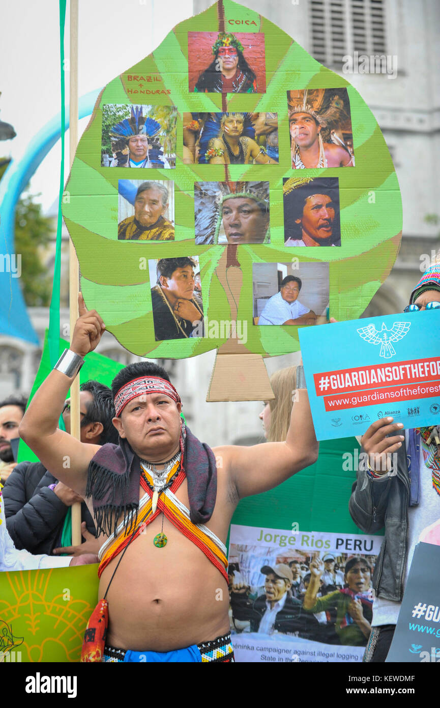 London, UK. 24 October 2017. Indigenous people from South America and ...