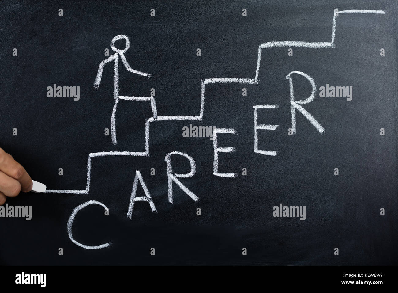 Close-up Of Person Hand Showing Career Concept Drawn On Blackboard ...