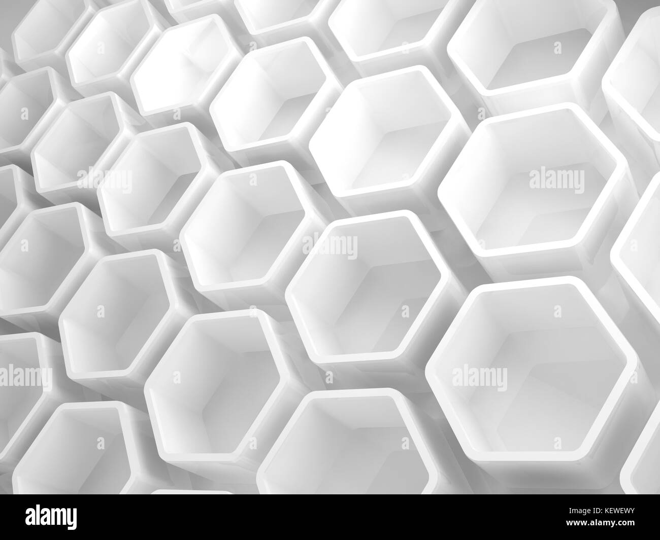 Abstract white honeycomb pattern on the wall, 3d render illustration ...