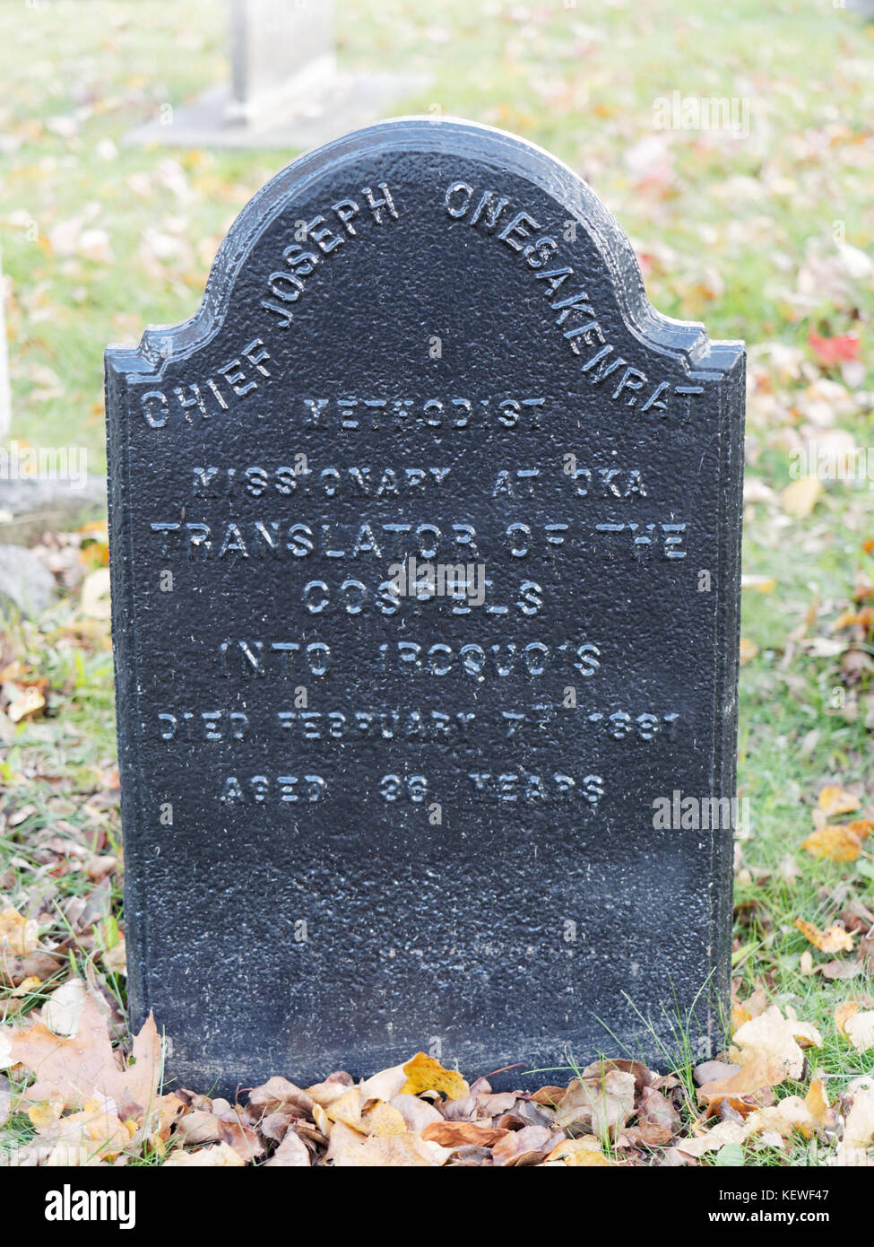 Quebec,canada. Chief Joseph Onesakenrat grave in the Mount Royal ...