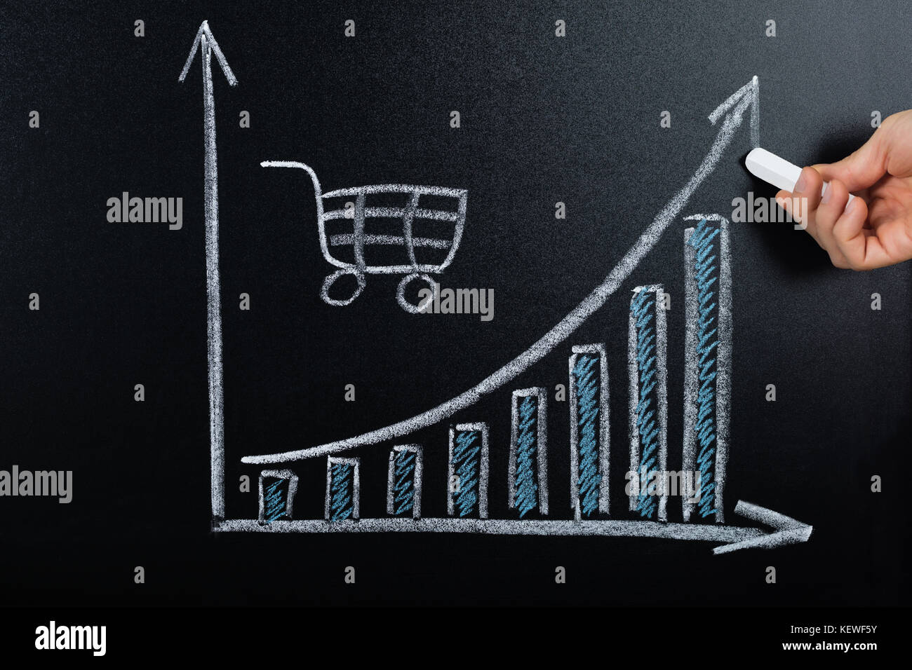 Close-up Of Graph Diagram Showing The E-commerce Concept On Blackboard ...