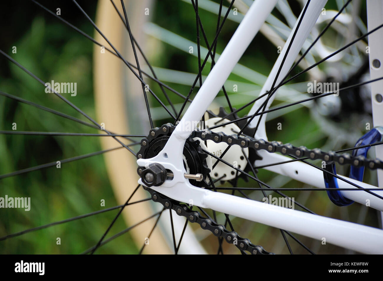 part of bicycle close up wheel and gear Stock Photo - Alamy
