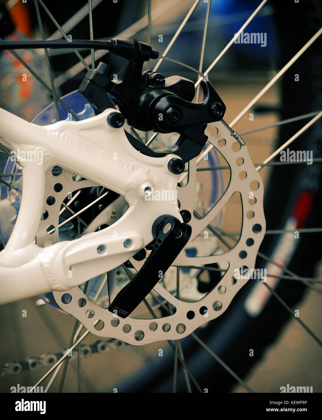 part of bicycle close up wheel and gear Stock Photo - Alamy