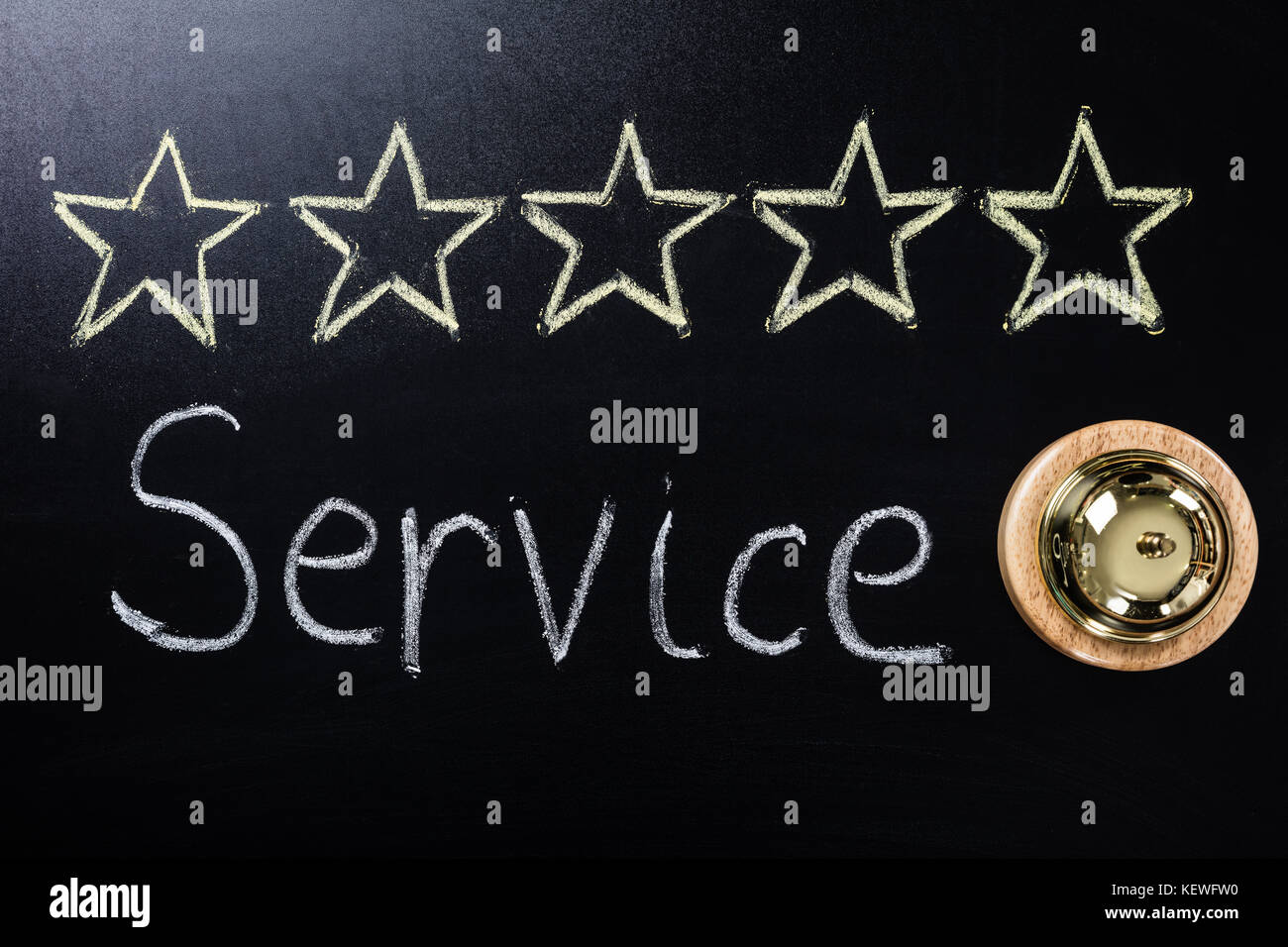 Close-up Of Five Star Service Concept With Service Bell Stock Photo - Alamy