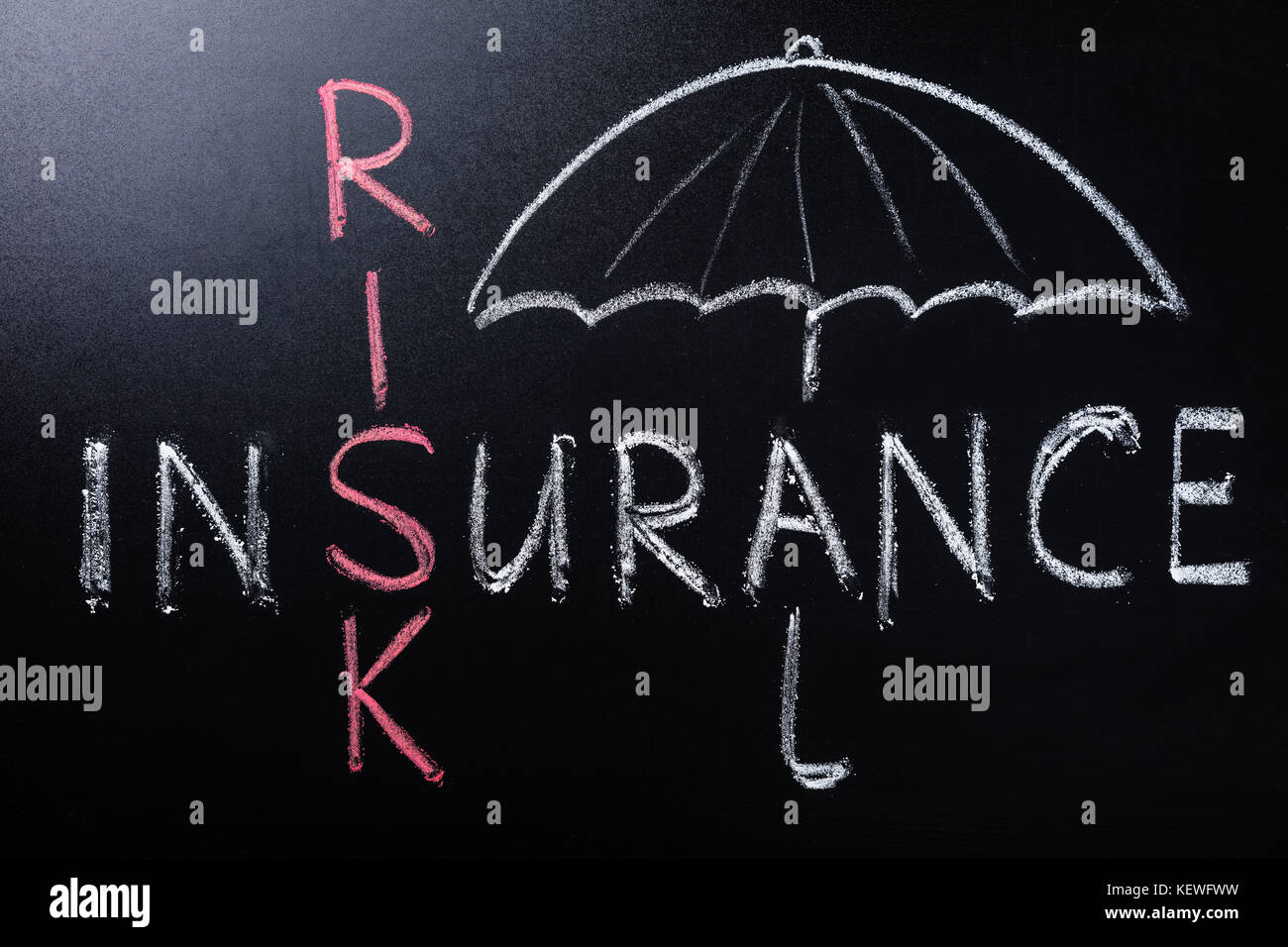 Insurance Risk Concept With Drawn Umbrella On Blackboard Stock Photo ...