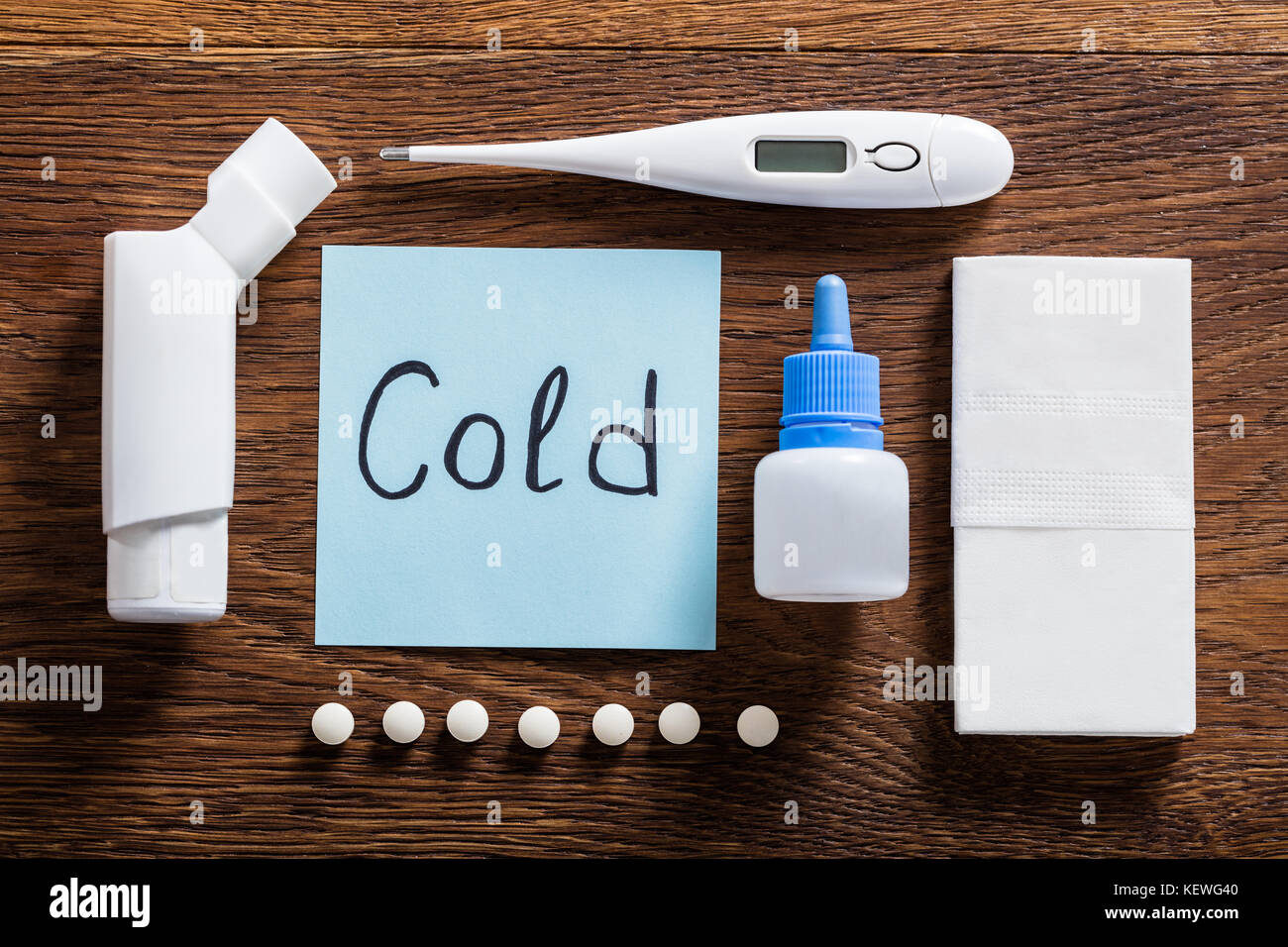 Close-up Of A Medication On Cold Concept At Wooden Desk Stock Photo - Alamy