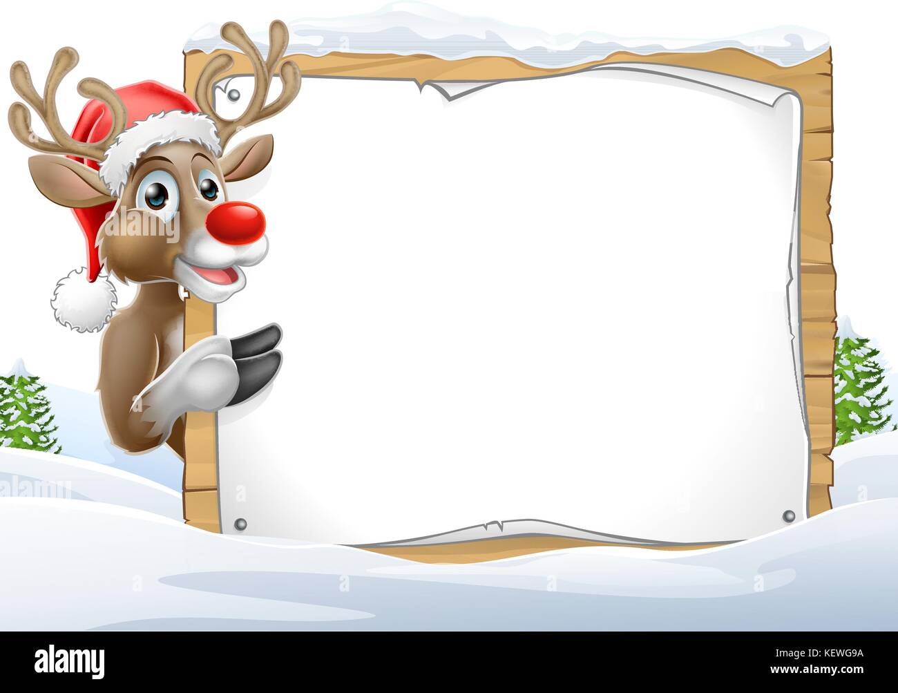 Santa Hat Reindeer Christmas Sign Stock Vector Image & Art - Alamy