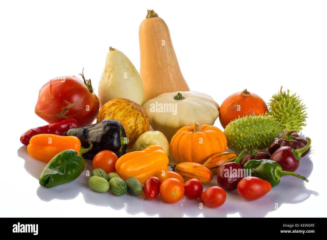 composition of diferent vegetables agaisnt white background Stock Photo ...