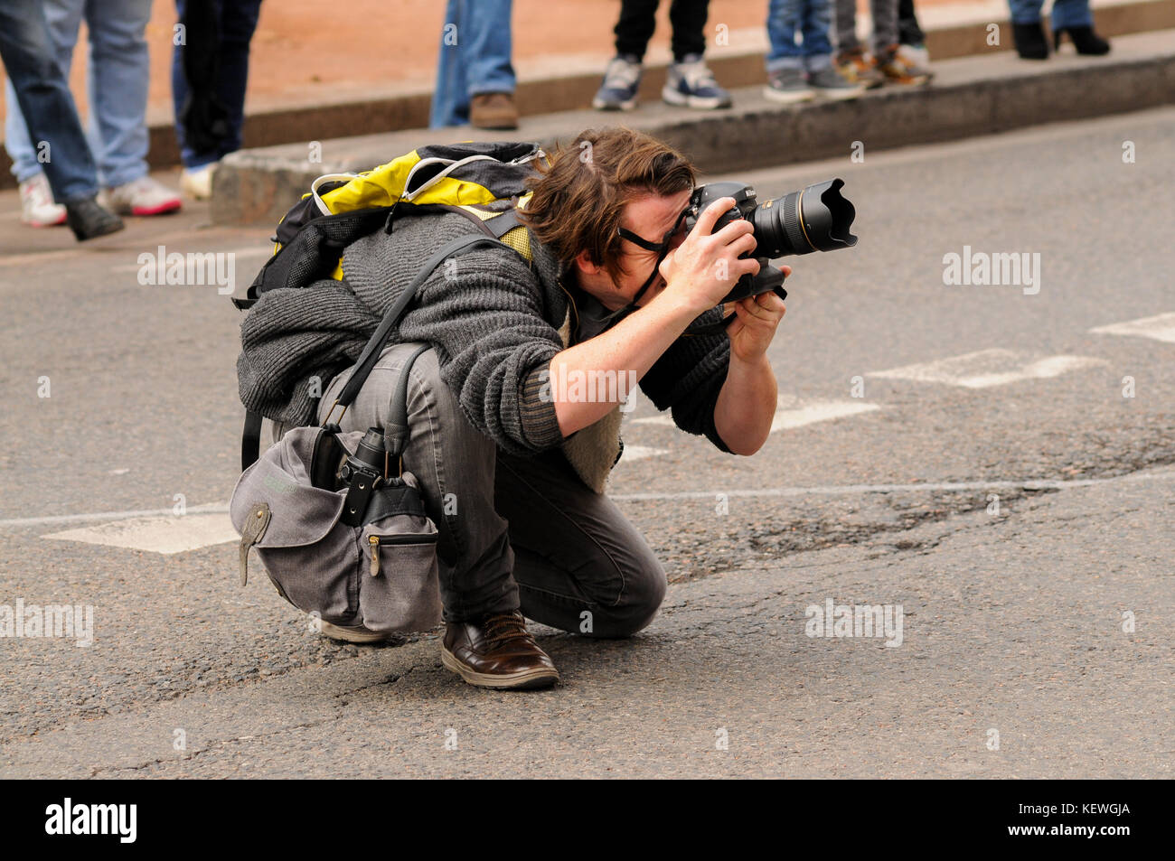 Press photographer at work, Lyon, France Stock Photo - Alamy