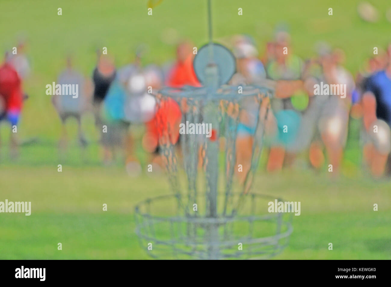 Disc Golf Basket with out of focus background Stock Photo - Alamy