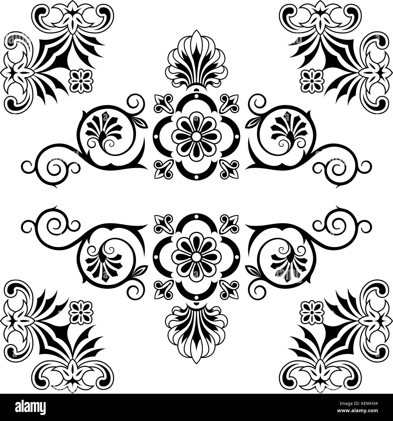 Vector vintage floral design elements collection - vector illustration ... Vector vintage floral design elements collection - vector illustration ...
