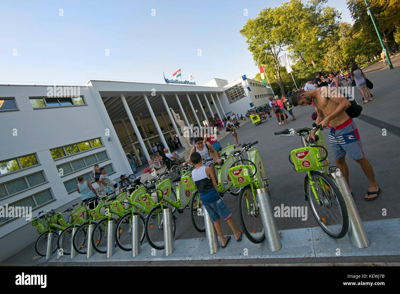 Horizontal view of the entrance of Palatinus Strand in Budapest Stock ...