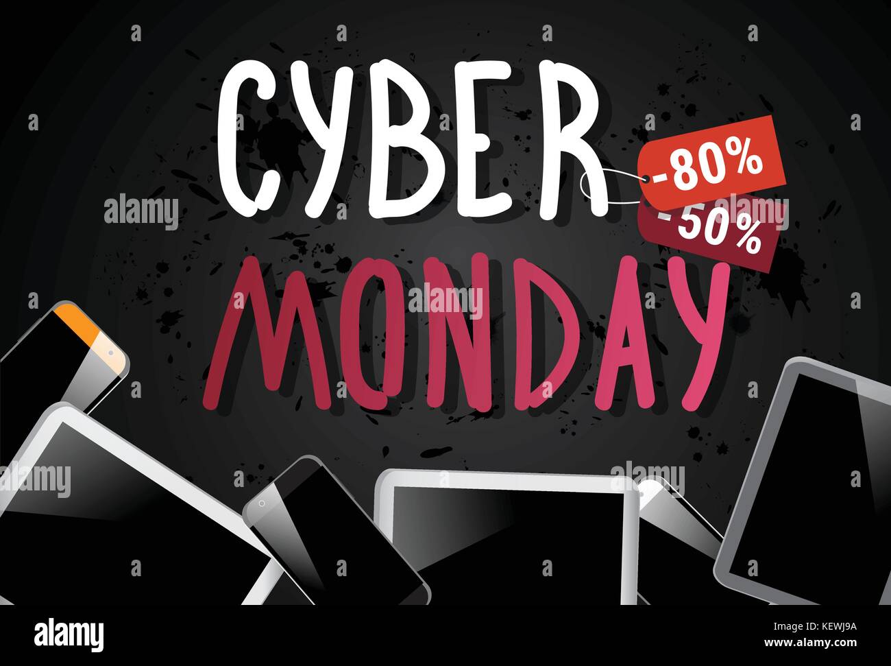 Cyber Monday Sale Banner With Digital Tablets On Background Online ...
