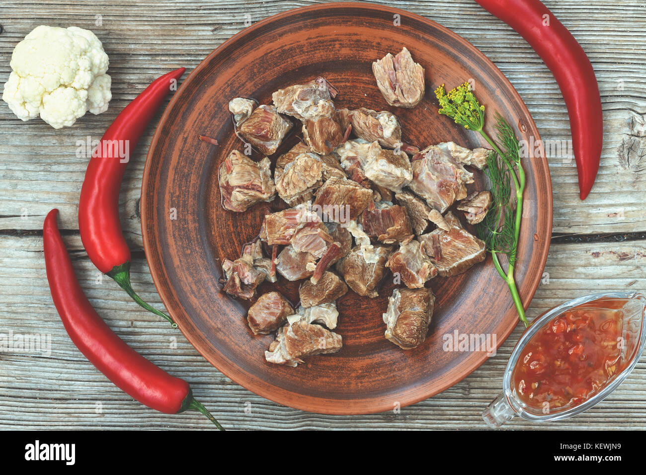 Boiled meat with vegetables. traditional Healthy food Stock Photo - Alamy