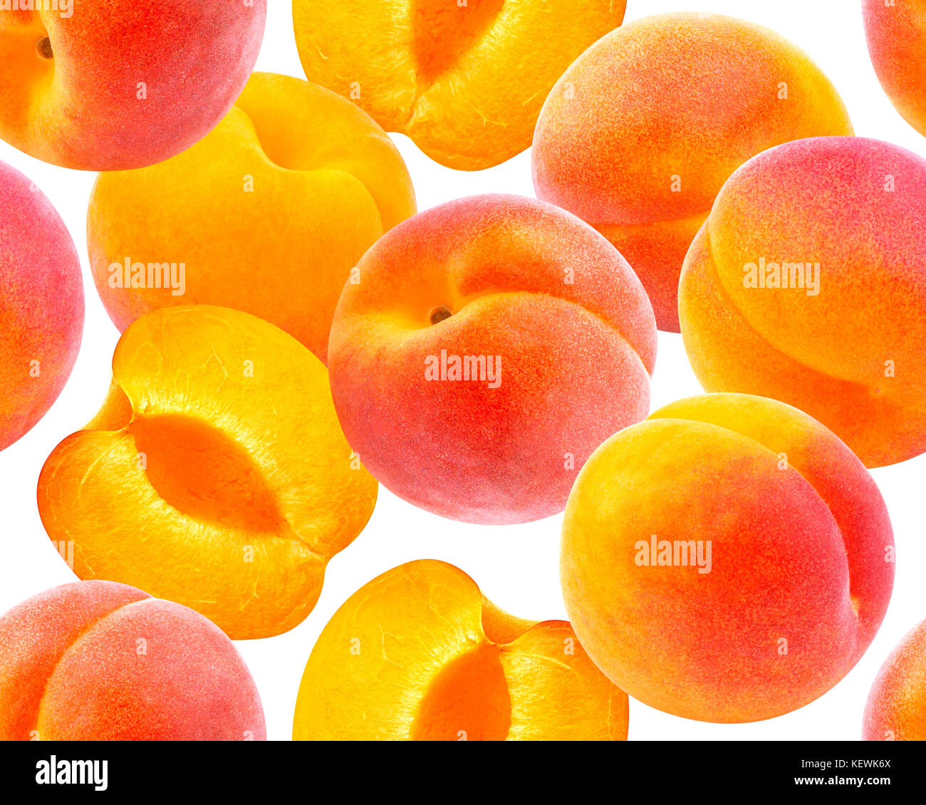 Peach seamless pattern. Ripe peaches isolated on white background Stock ...
