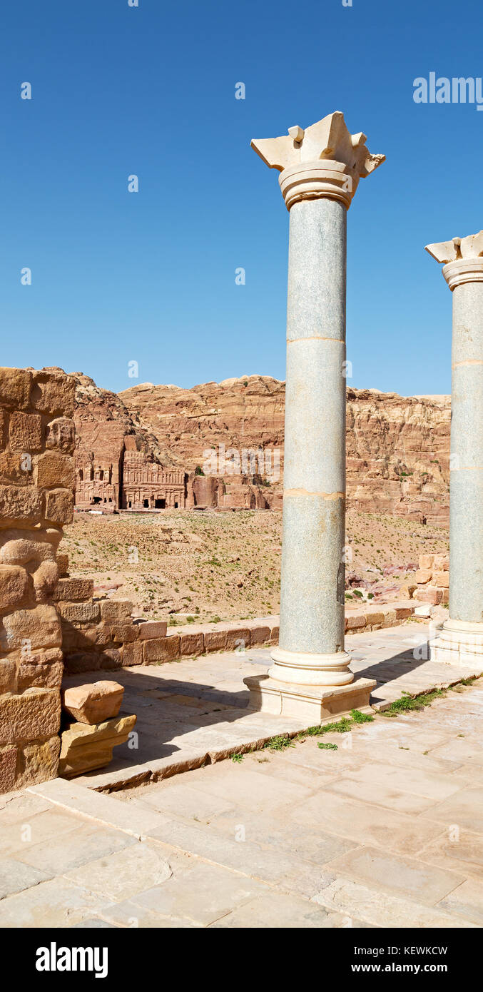 in petra jordan the view of the monuments from the ruins of the antique ...