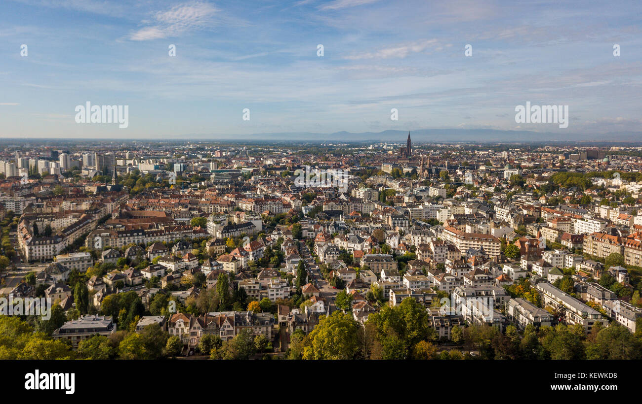 Aerial view of Strasbourg, the capital and largest city of the Grand ...