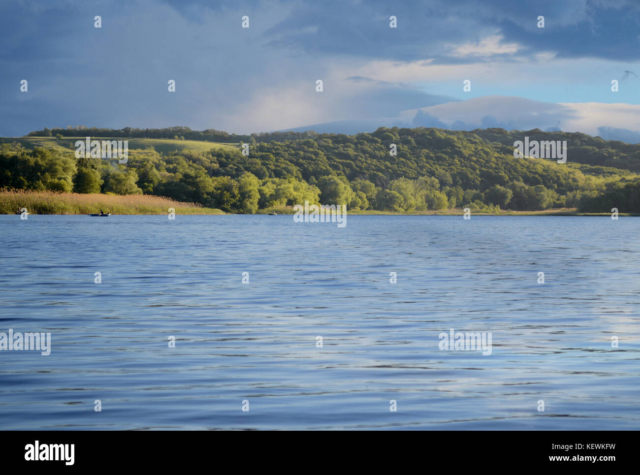 Rural landscape with river and forest in beautiful summer day Stock ...