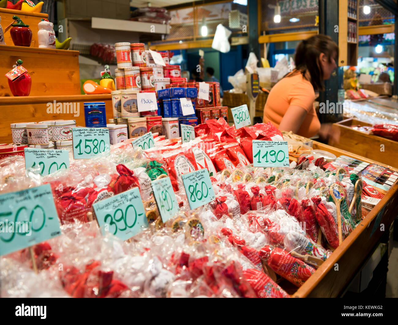 Horizontal view of packets of paprika for sale in Budapest Stock Photo ...